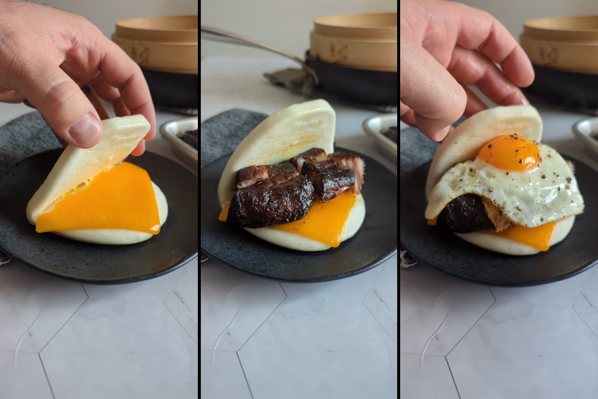 Pork Belly Egg and Cheese Bao Buns