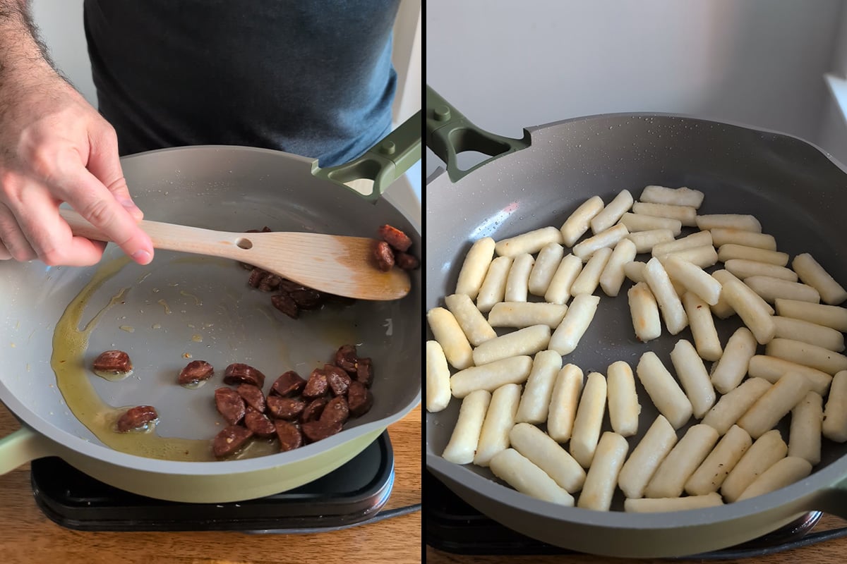 Sausage Pepper and Onion Rice Cakes Alla Soju